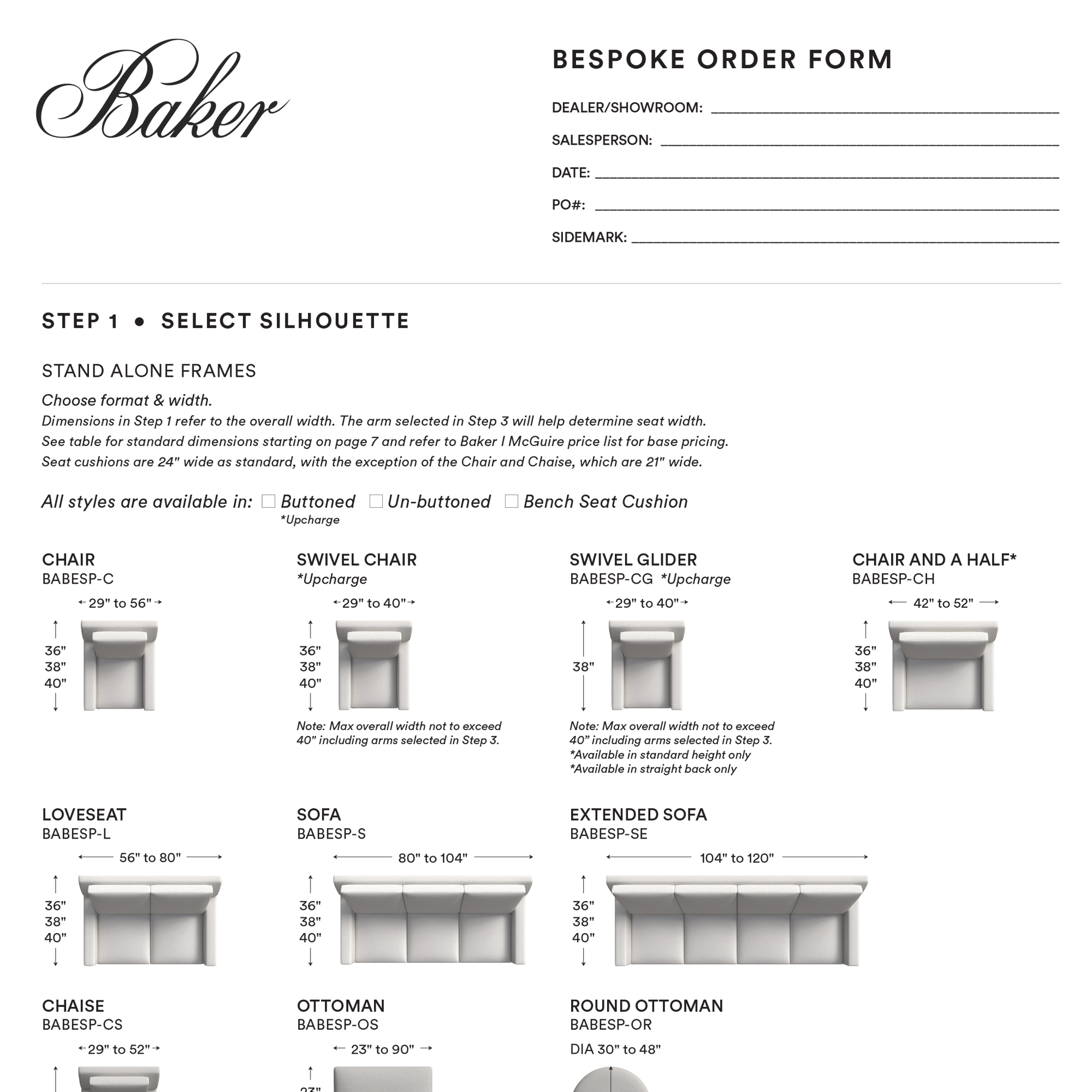 Baker Bespoke Order Form | Baker-McGuire